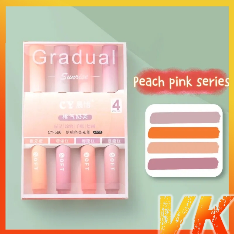 VK Gradual Highlighter Pens Cute Painting Tools Students Markers Korean ...