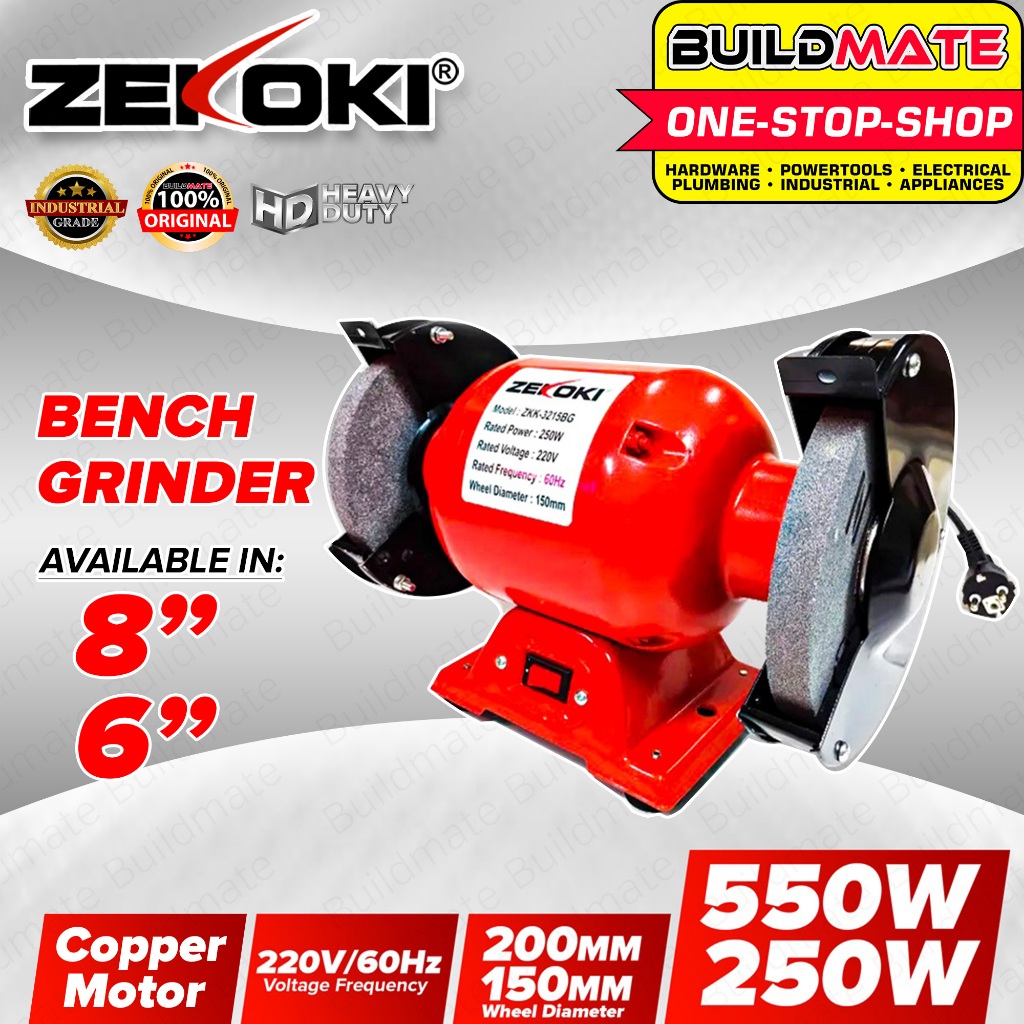 BUILDMATE Zekoki Bench Grinder 6" Inch 250W 1/3HP | 8" Inch 550W 3/4HP Engraving Tools COPPER ...