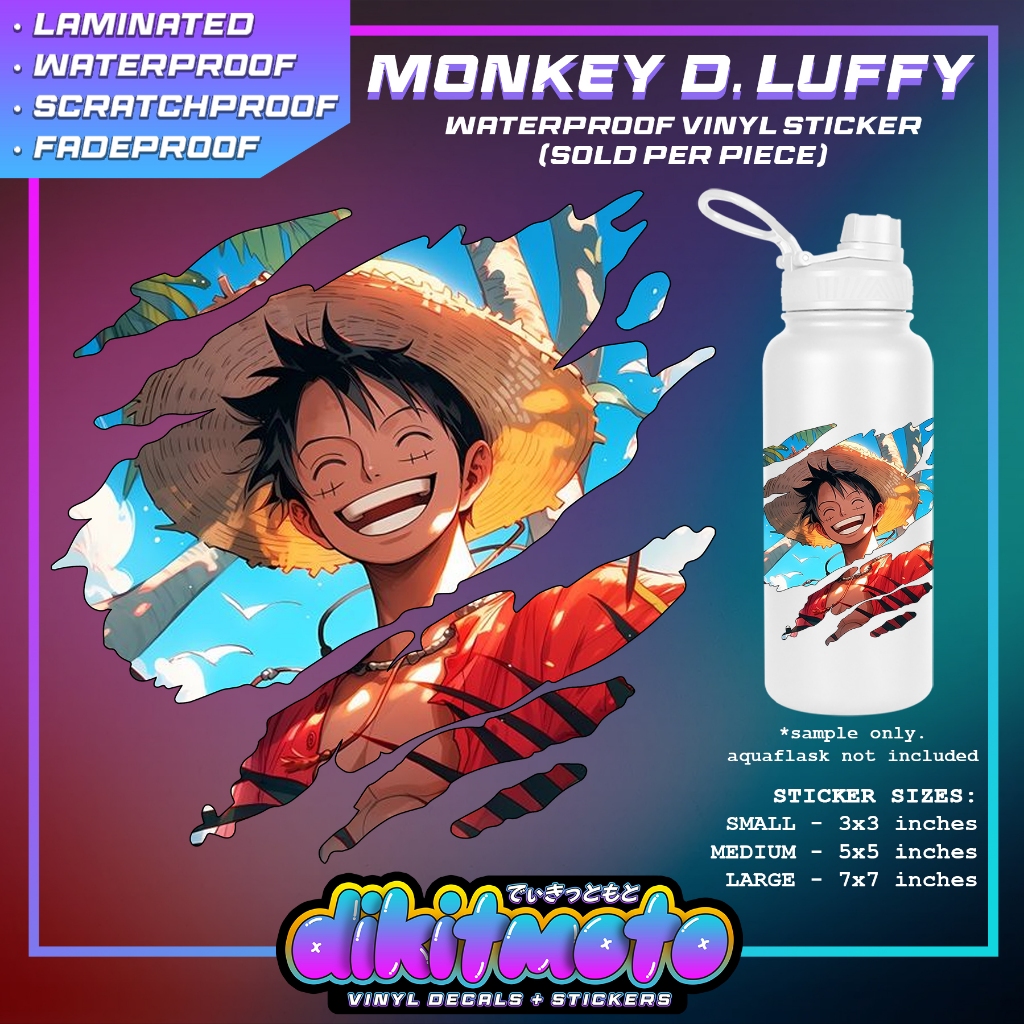 [dikitmoto] Monkey D Luffy #6 Scratch Sticker Waterproof Vinyl Sticker ...