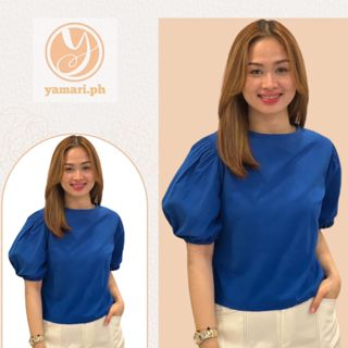 Yamari.PH Puffsleeves Round Neck Linen Top | MATILDA | Shopee Philippines
