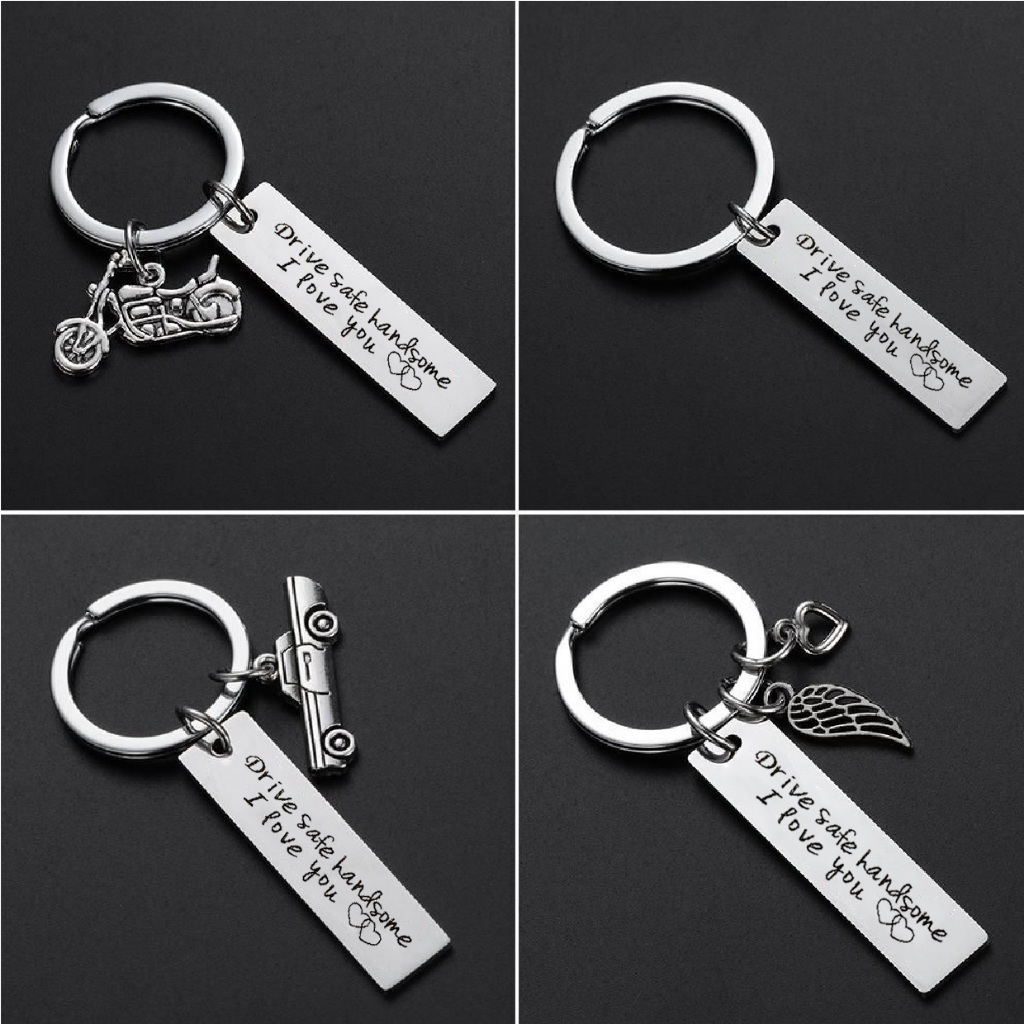Personality Couple Button Safe Driving Stainless Steel Lettering ...