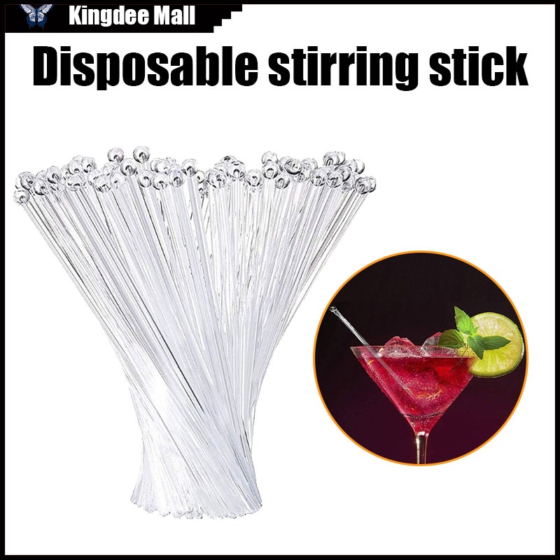 100Pcs Transparent Swizzle Sticks Disposable Round Head Stick For ...