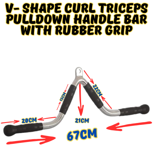 V-SHAPE CURL TRICEPS PULLDOWN HANDLE BAR WITH RUBBER GRIP | Shopee ...