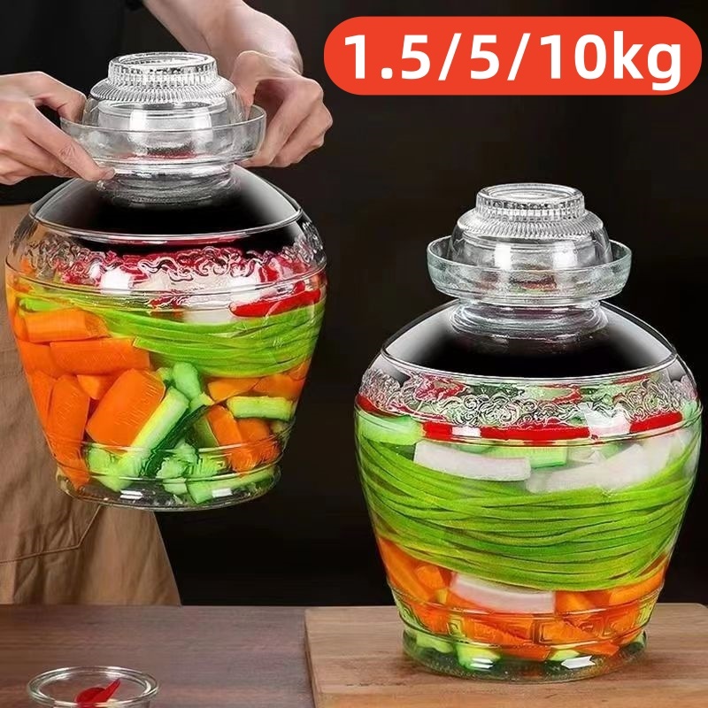 1.5kg/5kg/10kg big glass jar kimchi container airtight glass ...
