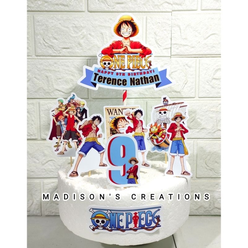 One-Piece LUFFY Party Cake Topper/Banner, Backdrop Set (Personalize ...