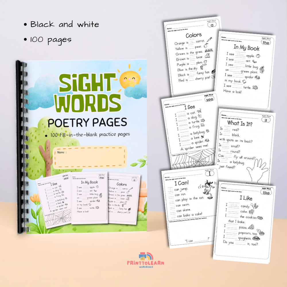 Sight Words Workbook Tracing, Reading, Coloring for Grade One ...