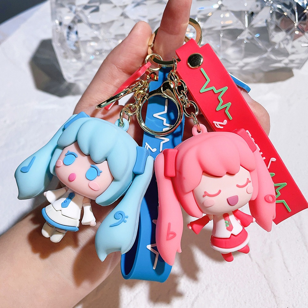 New Hatsune Miku Charm Keychain Couple Car Bag Keyring Pendant Anime 3D ...