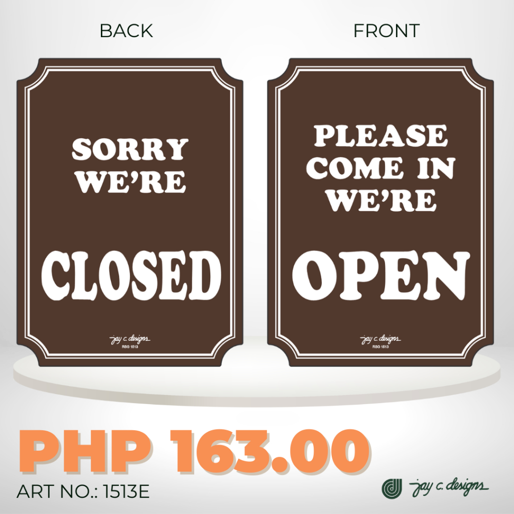 Jay C. Designs Acrylic Sign Open and Closed Signage 1513 | Shopee ...