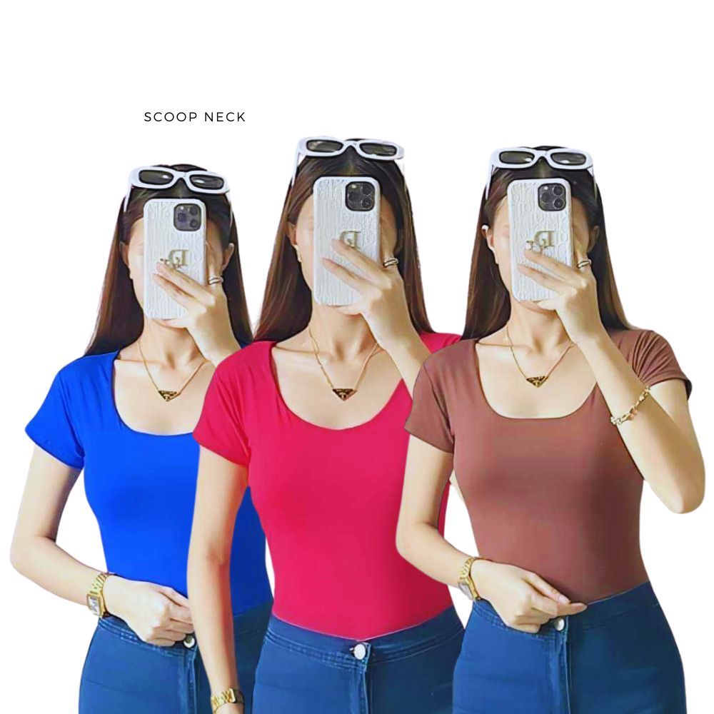 Double Lining Slim Fit Basic Tops Full Length Body Hugging | Shopee ...