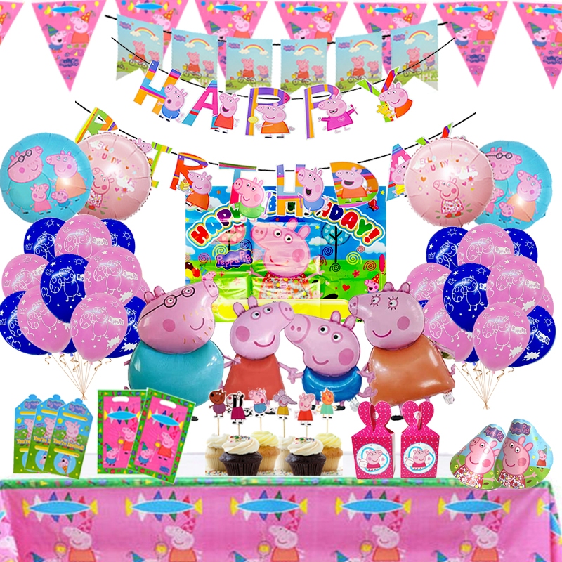 Peppa Pig Design Theme Cartoon Party Set Tableware Birthday Party ...