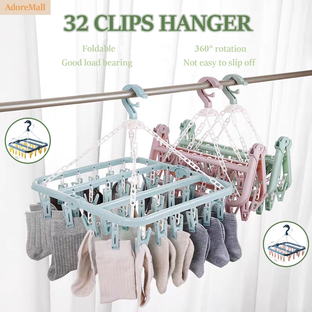 32 clips folding plastic laundry hanger/clips hanger drying racks ...