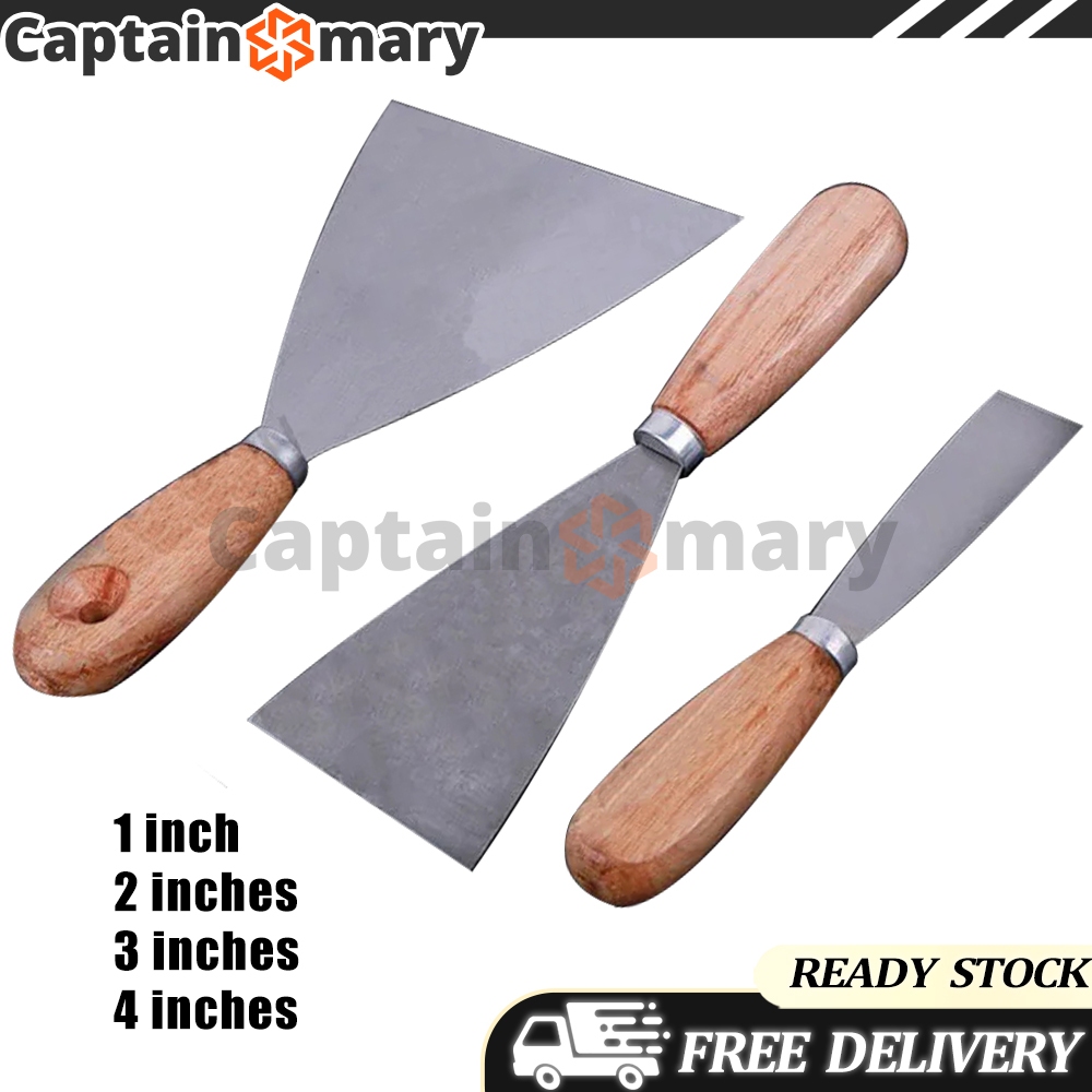 Practical putty knife Spatula Solid Wood Handle Stainless Steel ...