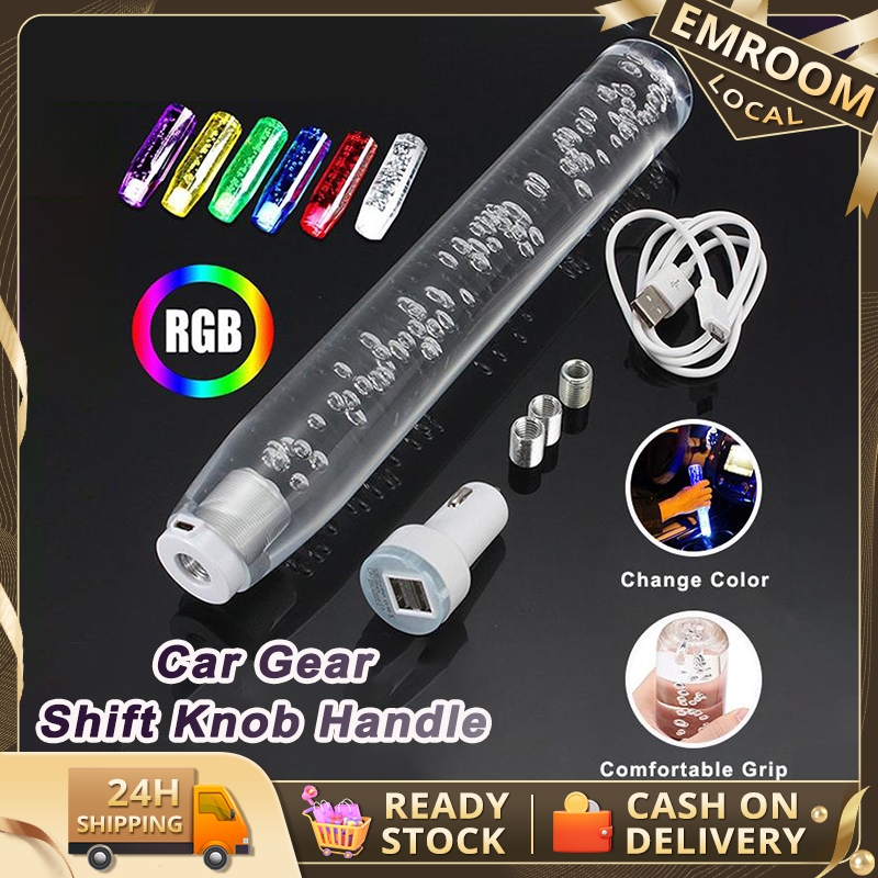Car Gear Shift Knob Handle Acrylic Crystal Bubble LED Gear Shift Knobs ...
