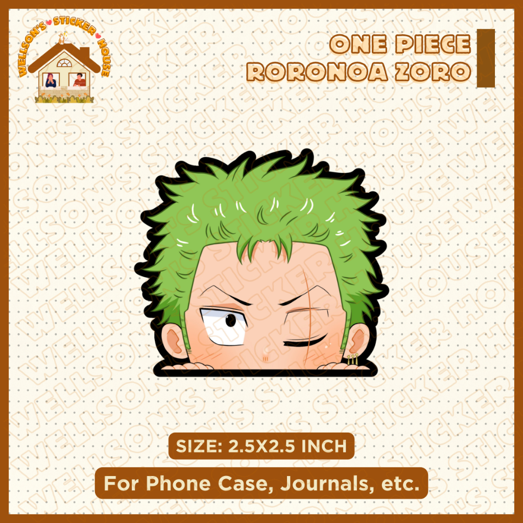 Anime One Piece Roronoa Zoro Vinyl Waterproof Matte Peeker Sticker ...