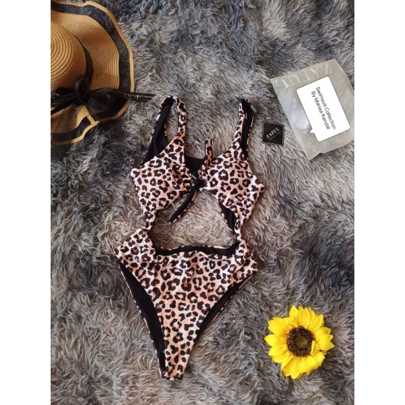 Leopard One Piece Tummy Cut Out Swimsuit-Medium | Shopee Philippines