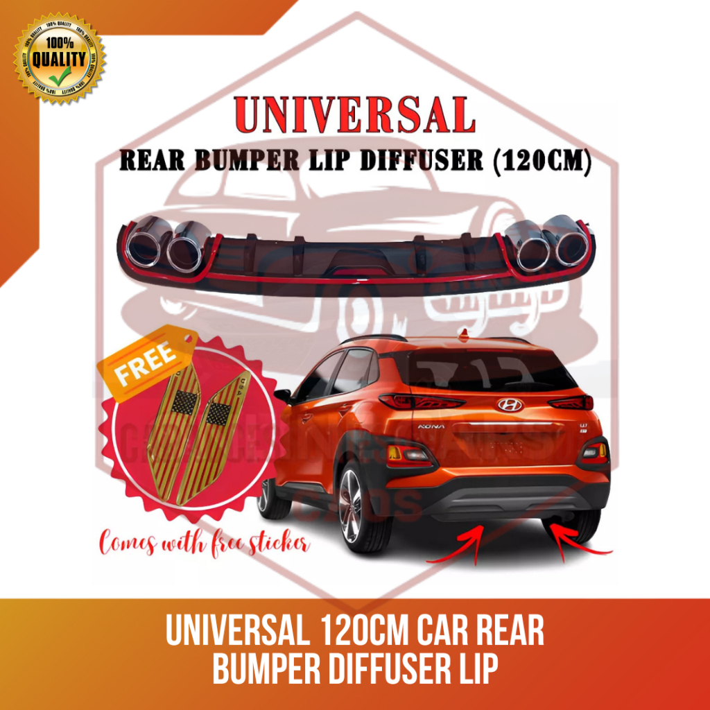 CAOS Universal 120cm Car Rear Bumper Diffusers Lip Spoiler Body Kits ...