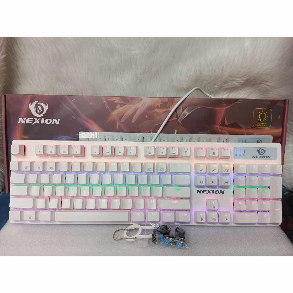 NEXION KL-100W MECHANICAL KEYBOARD WHITE BLUE SWITCH | Shopee Philippines