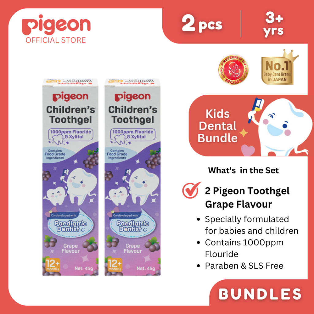 Pigeon Pack of 2 Toothgel Grape - Anti Cavity, Safe to Swallow, SLS ...