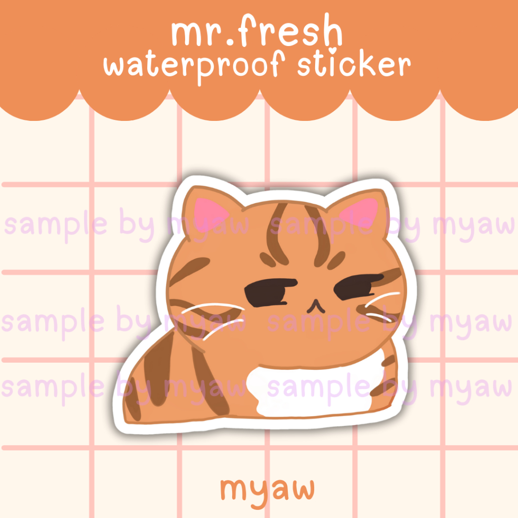 Mr.fresh cat meme waterproof sticker (myaw) | Shopee Philippines