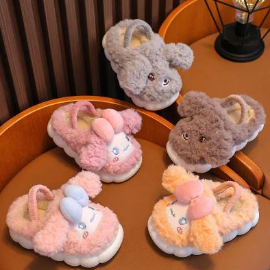Cartoon Children's Slippers Lamb Hair Non slip and Warm Indoor slippers ...
