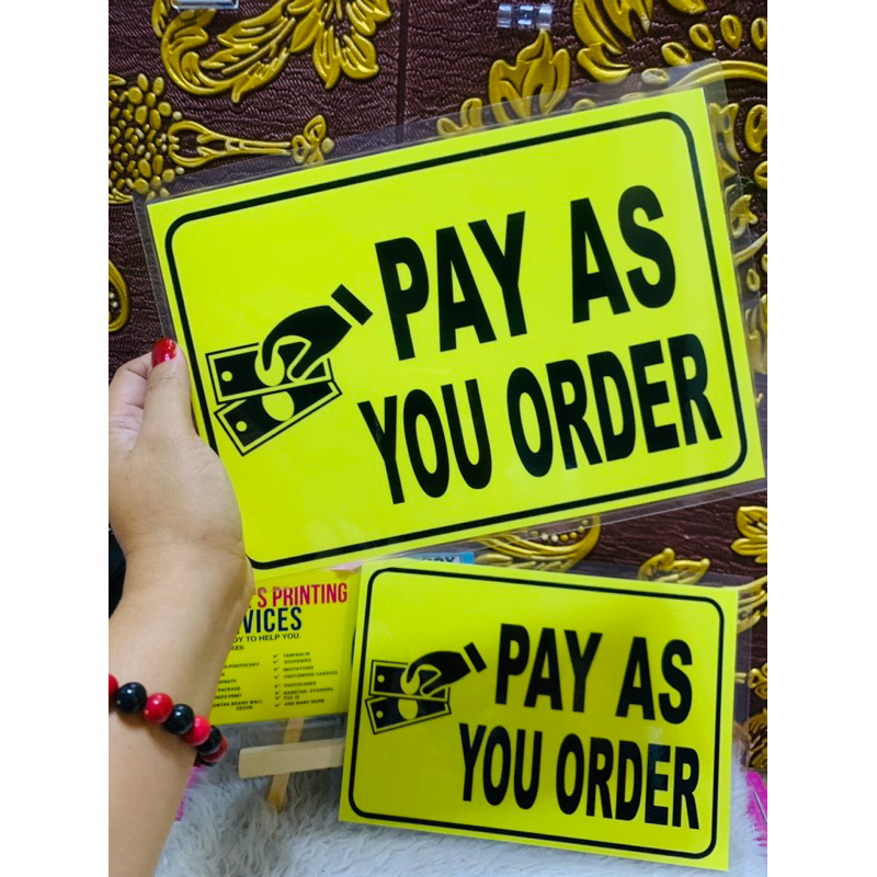 PAY AS YOU ORDER Laminated and pvc available | Shopee Philippines