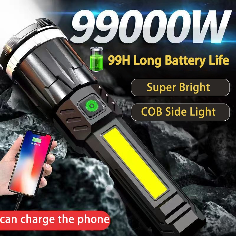 Super Bright Zoombable Heavy Duty Flashlight Rechargeable Waterproof ...