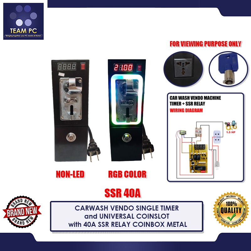 TEAM PC CARWASH VENDO SINGLE TIMER and UNIVERSAL COINSLOT with 40A SSR ...