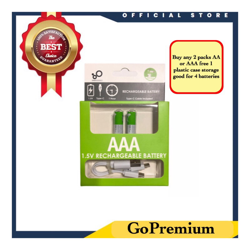 SMARTOOOLS AAA battery Li-Ion USB TYPE C Rechargeable battery | Shopee ...