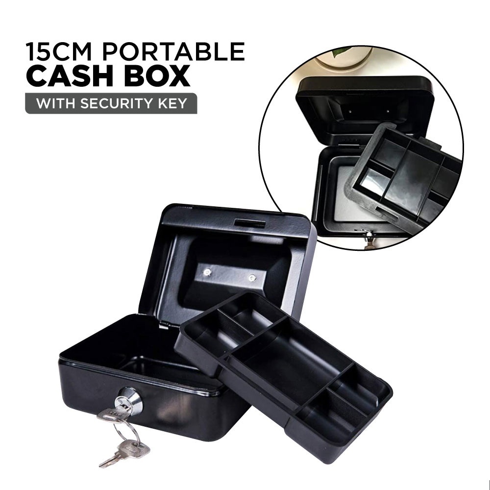 15CM Portable Steel Small Lockable Cash Coin Money Security Safe ...