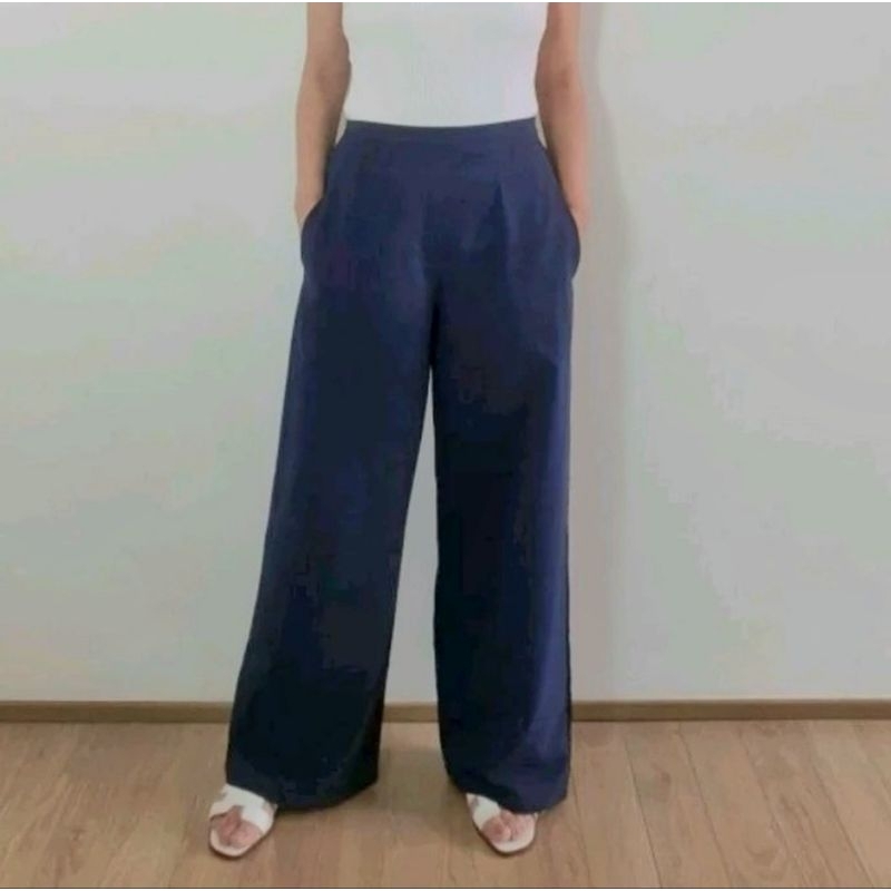 P9 Women's Flarfront Garter Back Waist Wideleg Pants Soft Linen 2 Sizes ...