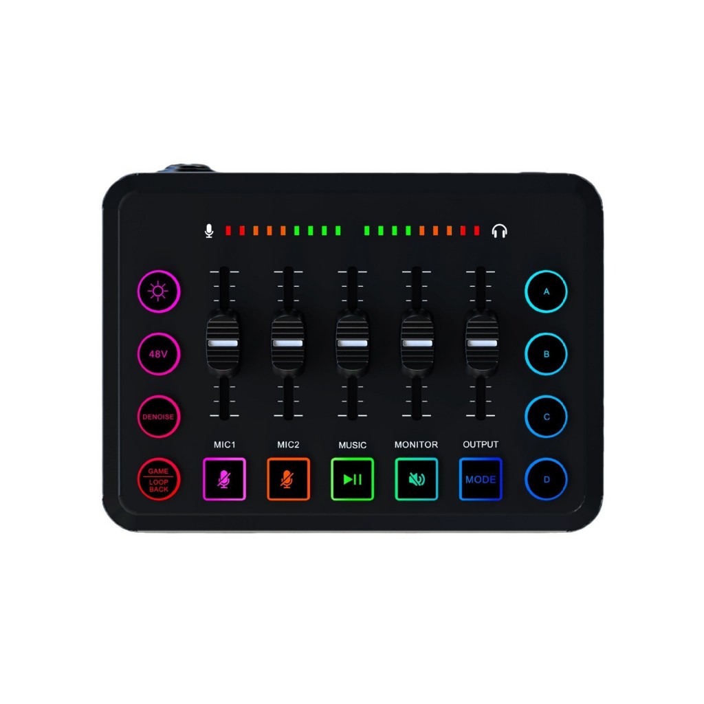 KIRIN 2024 NEW F9 All In One Audio Mixer RGB Microphone Monitor ...
