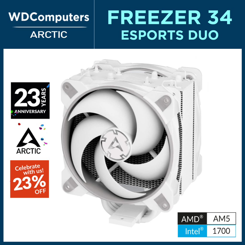 ARCTIC Freezer 34 eSports DUO White Gray - Computer CPU Air Cooler Dual ...
