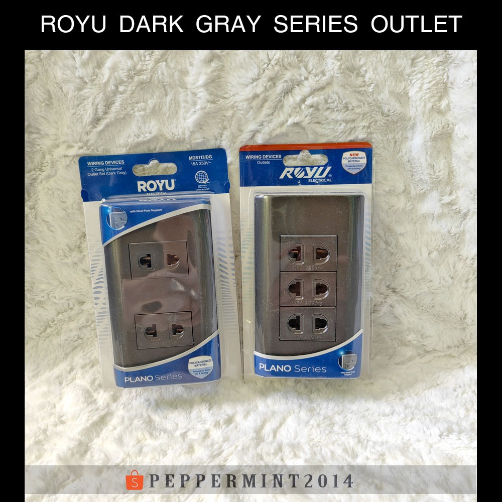Royu Plano Series Dark Gray Outlet Set 1 2 3 Gang MDS113 MDS115 ...