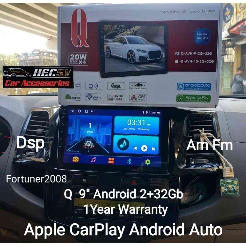 Fortuner 2006 to 2015 Android 9" Head Unit Apple CarPlay Android Auto ...