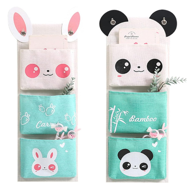 3 Pockets Wall Hanging Door Pouch Bills Letters Storage Organizer with ...