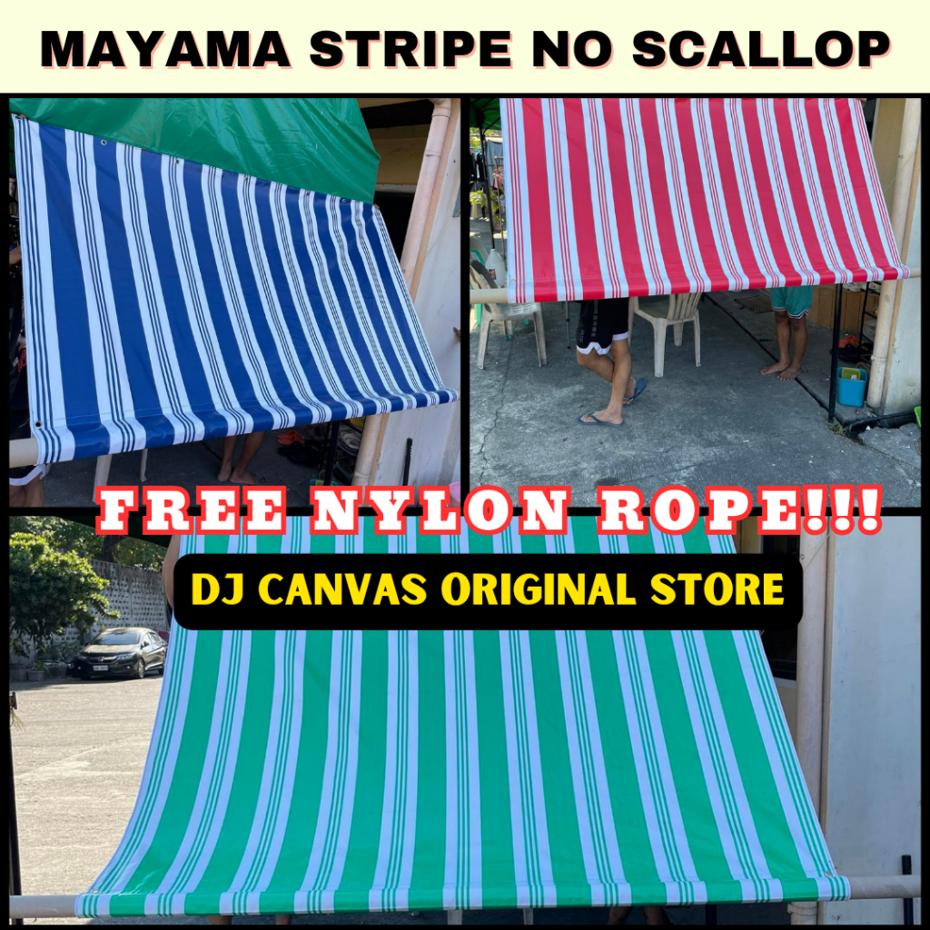 4.5ft x 6ft AWNING CANOPY TRAPAL LONA STRIPES WITH NO SCALLOP DESIGN ...