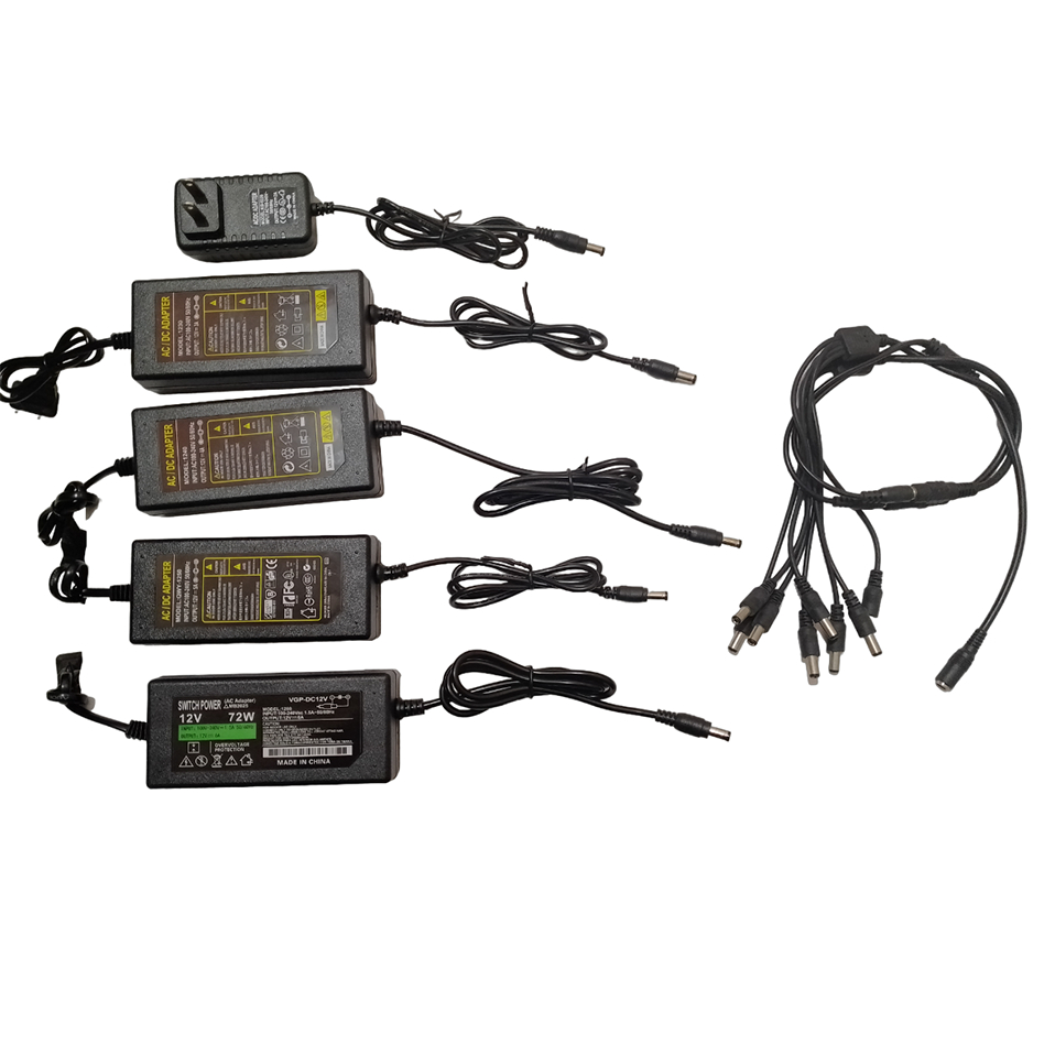 DIY AC/DC 12V ADAPTER to 8-WAY DC MALE SPLITTER CABLE FOR CCTV/ LED ...
