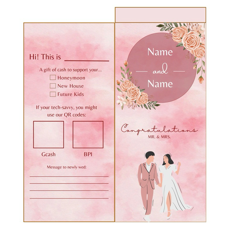 Customizable Wedding Money Envelope - Whole bill size - 20pcs minimum ...