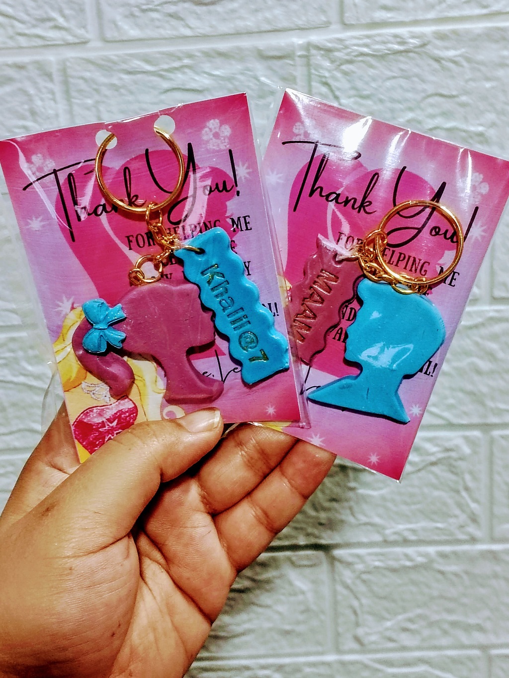 Personalized Barbie theme keychain souvenir with nametag and thank you ...