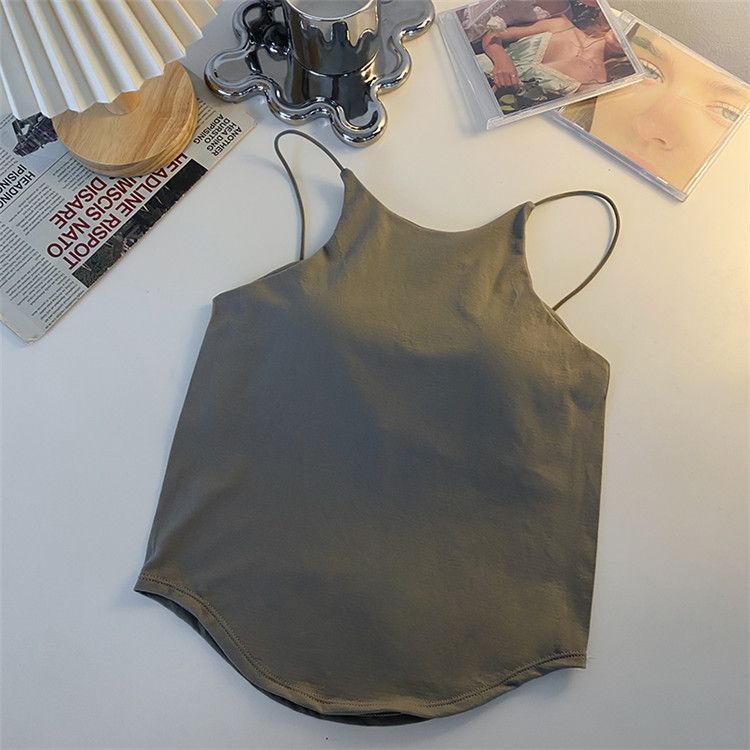 Summer Solid Sando Tank Outerwear Camisole Padded Sexy Crop Top For ...