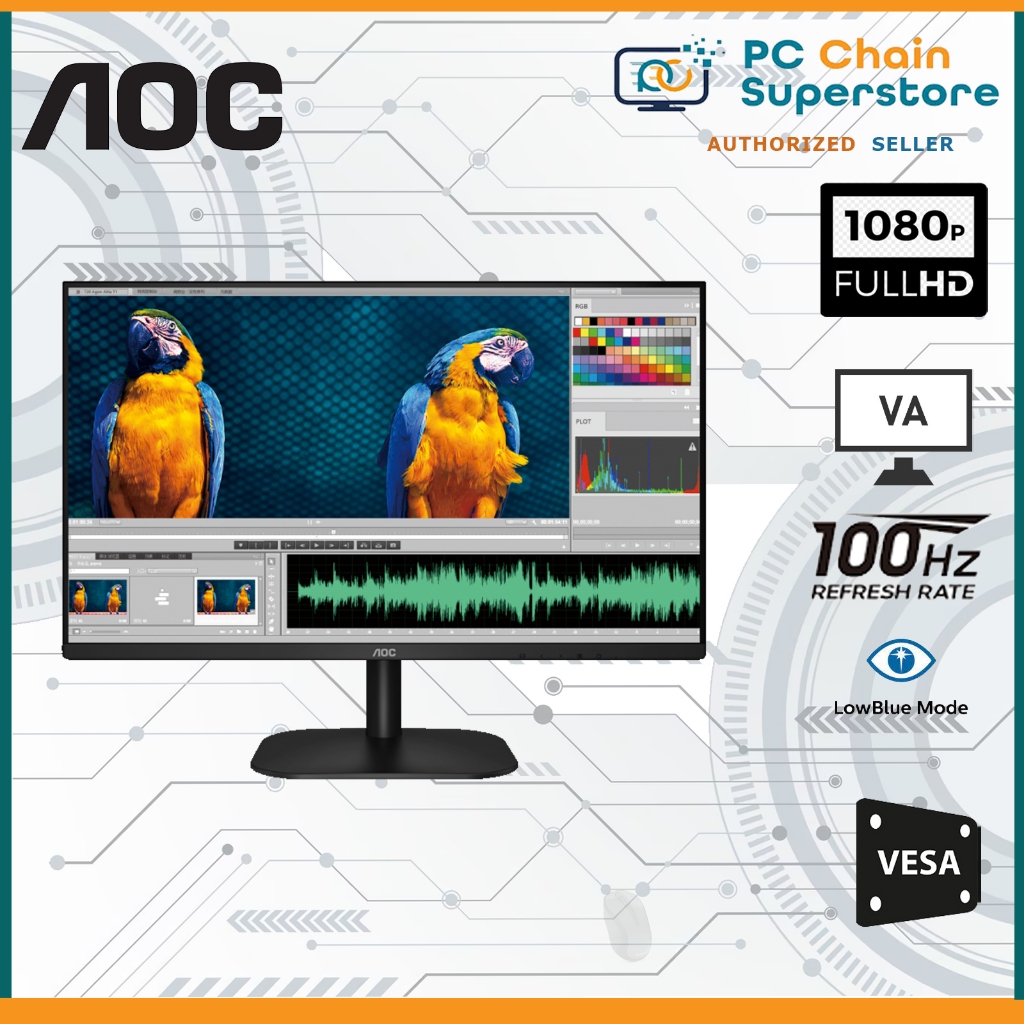 AOC 22B2HM2 Ultra Slim Monitor - 21.5" Full HD VA | 100hz | Eye Care ...