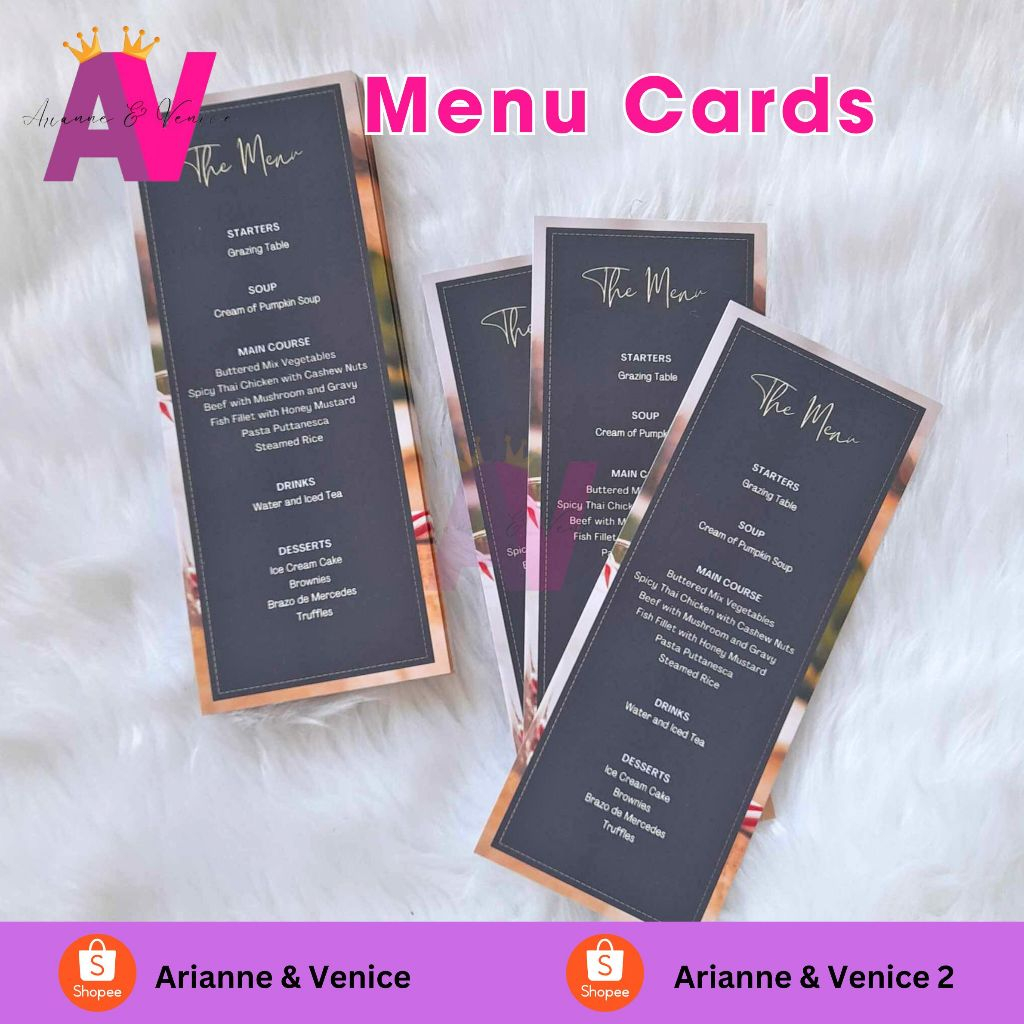 10 pcs Wedding Menu Card Reception Birthday Restaurant Event Menu Cards ...