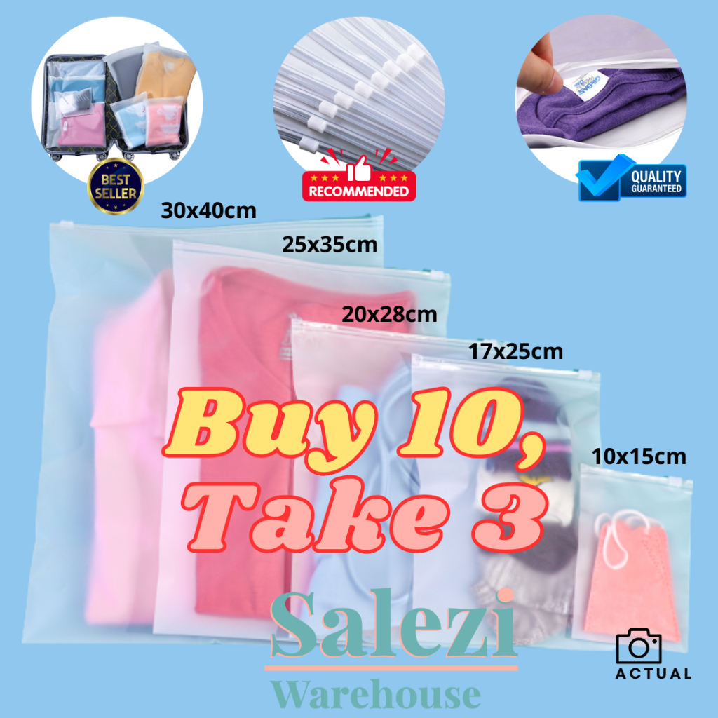 200microns Thick Frosted Zip Bags for Clothes Travel Storage ...
