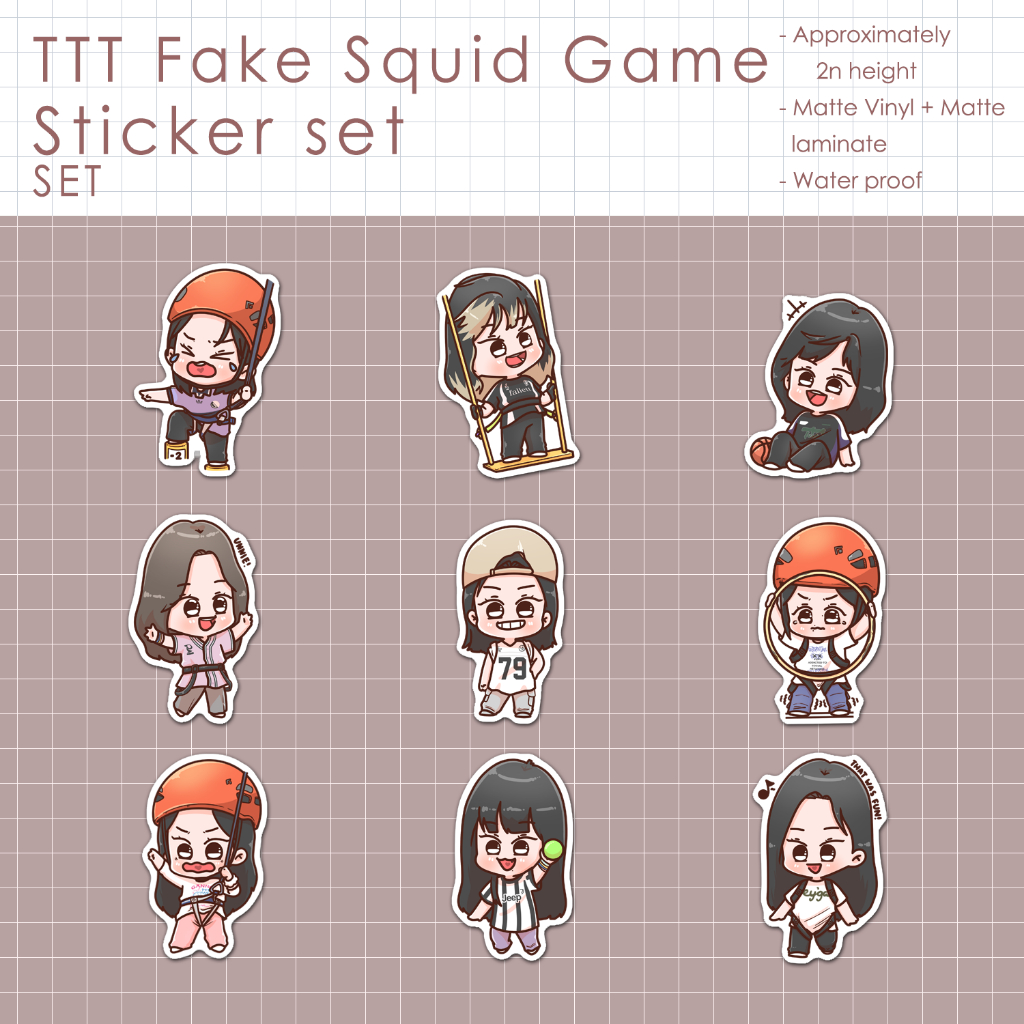 (SET) TTT Fake squid game sticker set | Shopee Philippines