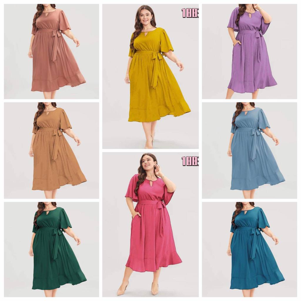 Keyhole neck plain maxi dress plus size maxi dress | Shopee Philippines