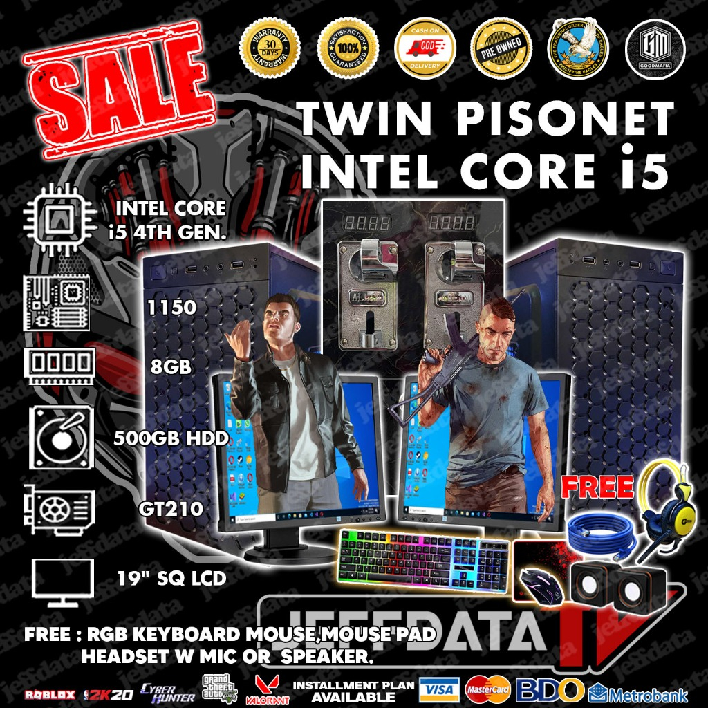 TWIN PISONET INTEL CORE i5 4TH GEN 8GB 500GB HDD GT210 19SQ FREE RGB ...