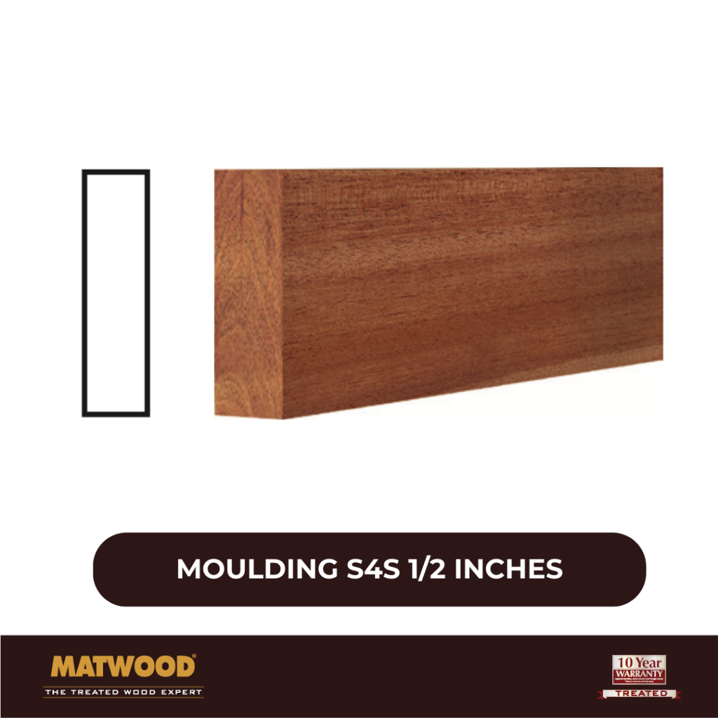 Matimco Matwood Solid Moulding S4S 1/2 inches 8 feet | Shopee Philippines