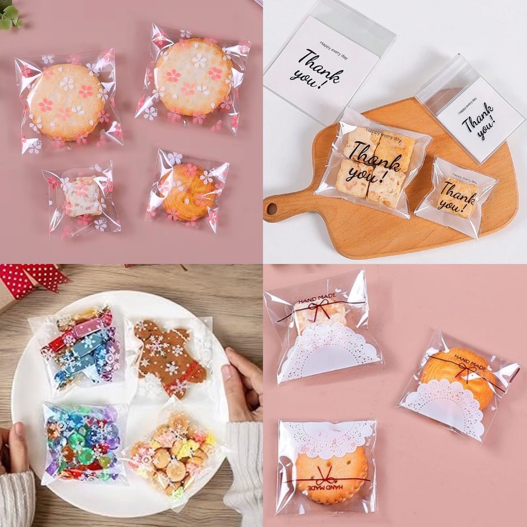100pcs Cookie Pouch OPP plastic resealable bag pastry cookie sweets ...