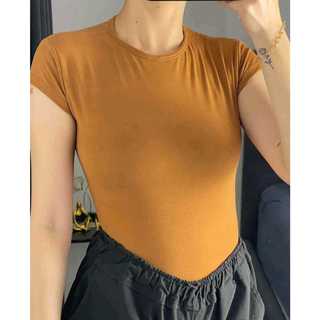 Basic Body Hugging Full length Top Double Lining Short Sleeve T-Shirt ...