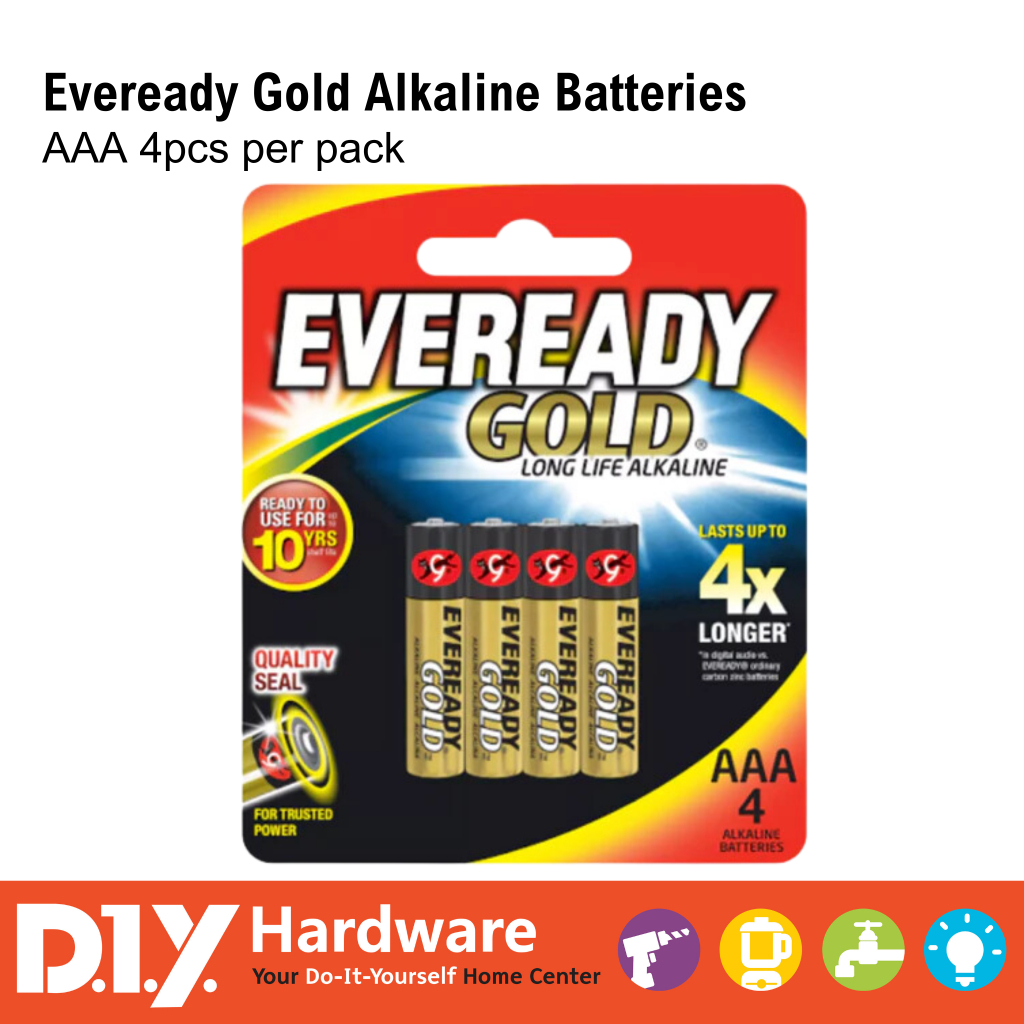 Eveready Gold Alkaline Batteries AAA - Pack of 4 | Shopee Philippines